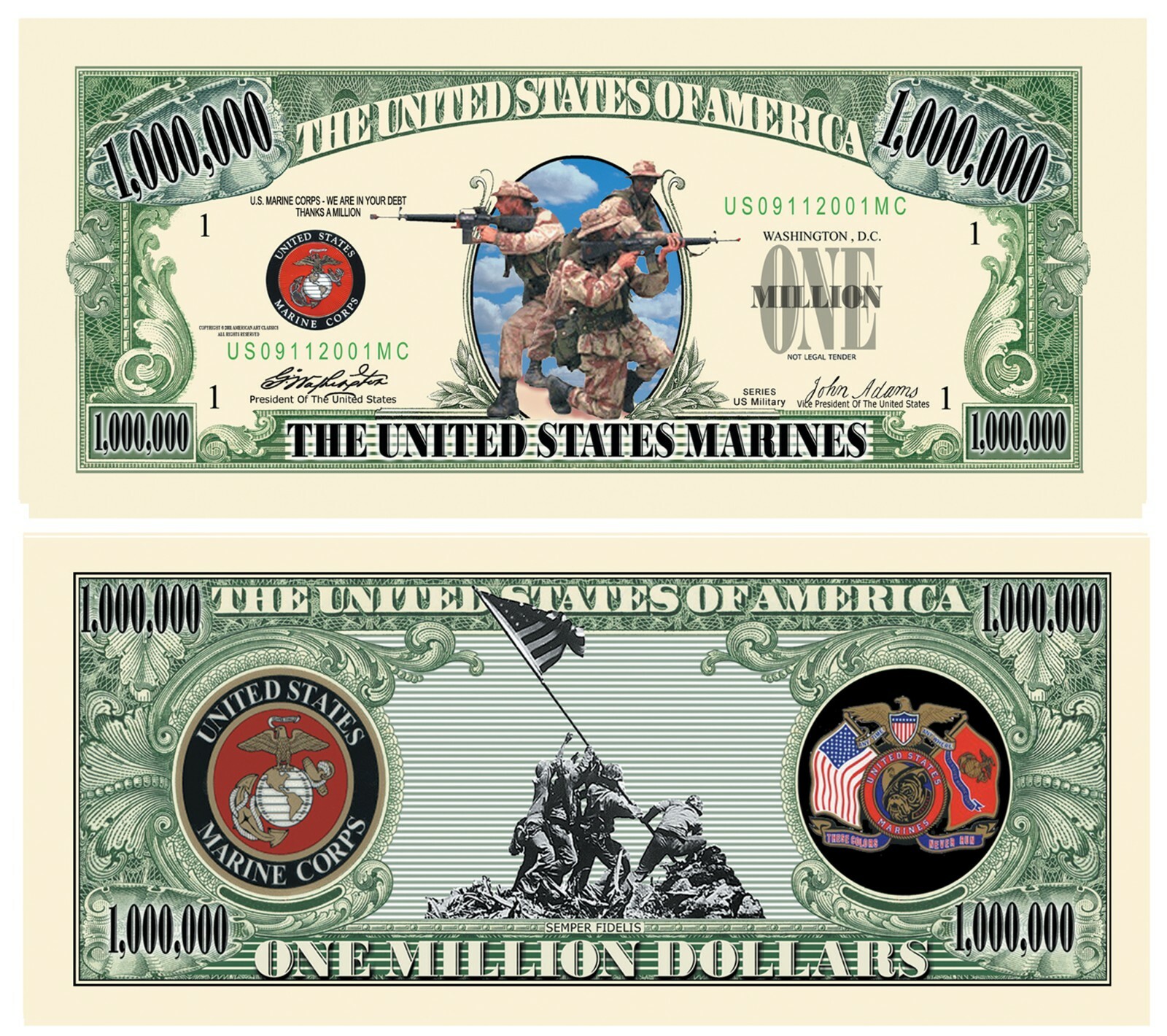 Pack of 500 - U.S. Marine Corps USMC Million Dollar Novelty Bill ...