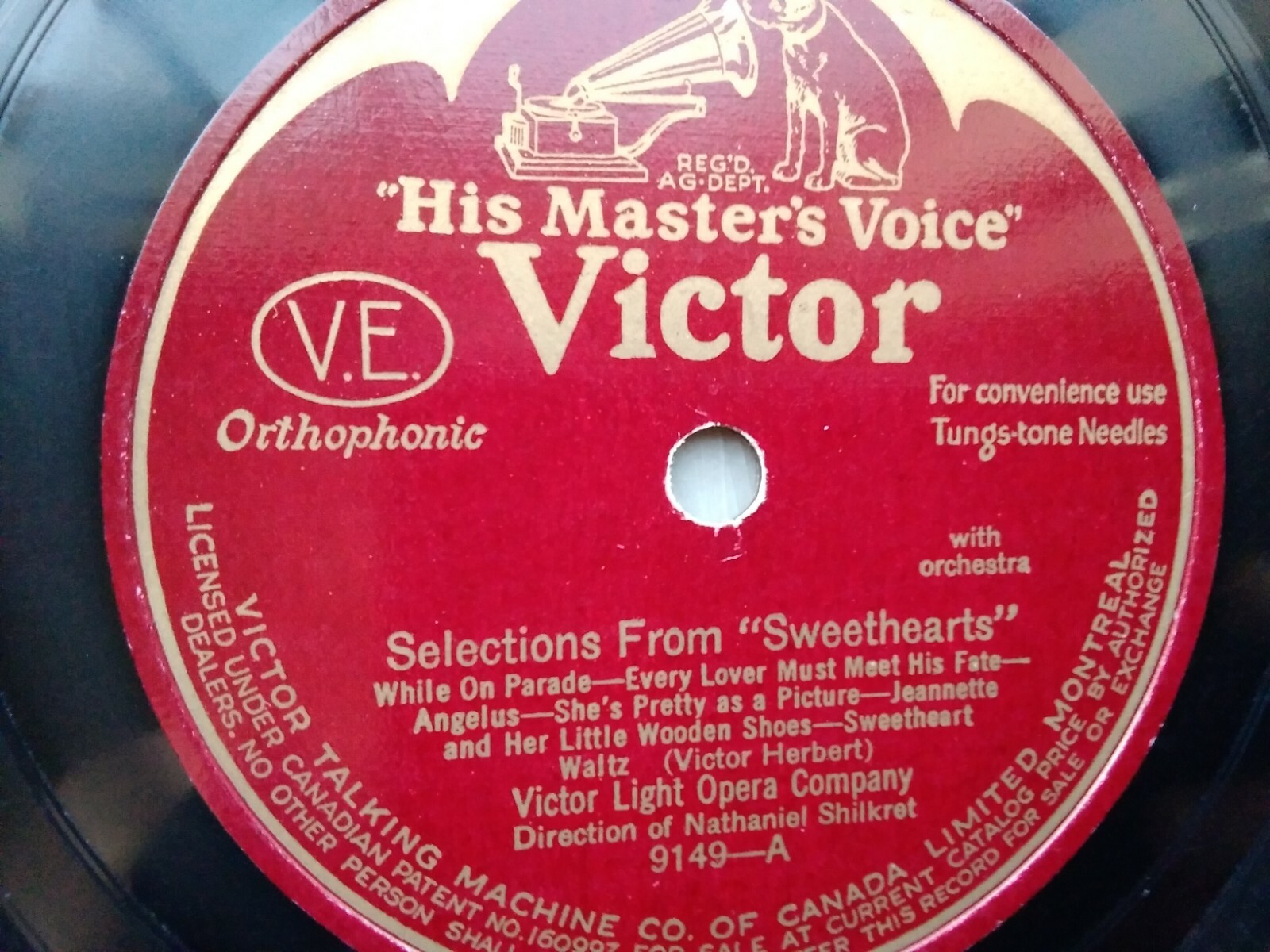 Victor Light Opera 78rpm Single 12-inch Victor Records VE #9149 ...