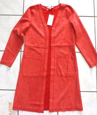 NWT Solitaire Faux Suede Open Front Duster Jacket Women S Pockets ...