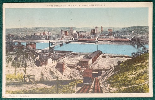 c1910's Litho Postcard Train Pittsburgh From Castle Shannon Incline ...