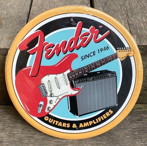 Fender Guitars and Amps 11.75" Round Alum Metal SIGN music garage decor ...