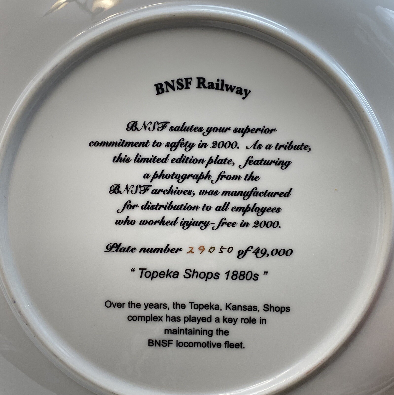 Vintage BNSF Railway "Topeka Shops 1880s" Plate 29,050 of 49,000 | eBay