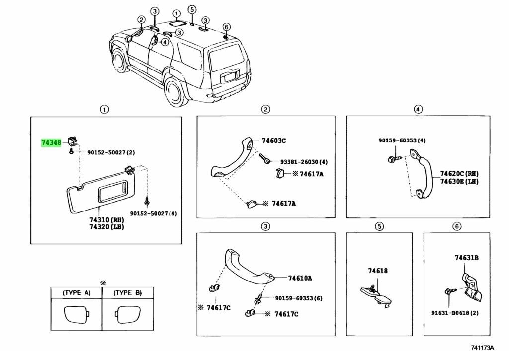 Toyota Genuine HOLDER, VISOR 74348 - 34010 - B3 | eBay