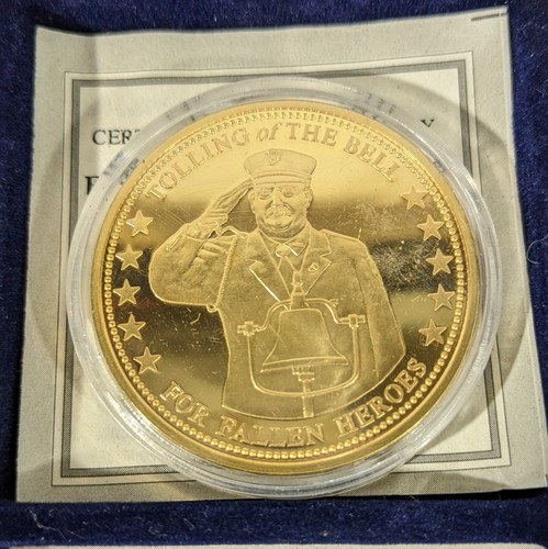 Firefighter Tolling of Bell Gold Plated Coin Fallen Heroes American ...