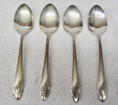 4 Oneida Community SPOONS Queen Bess Tudor Plate Flatware Flowers | eBay