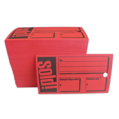 Sold Tags - Heavy Duty Weatherproof - Pack of 100 Red Vinyl Waterproof ...
