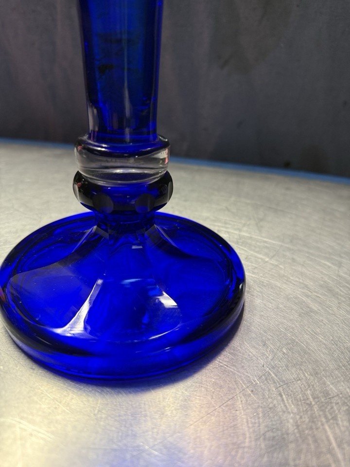 Victorian Cobalt Blue Glass Lustre With Clear Glass Prisms Unique And ...