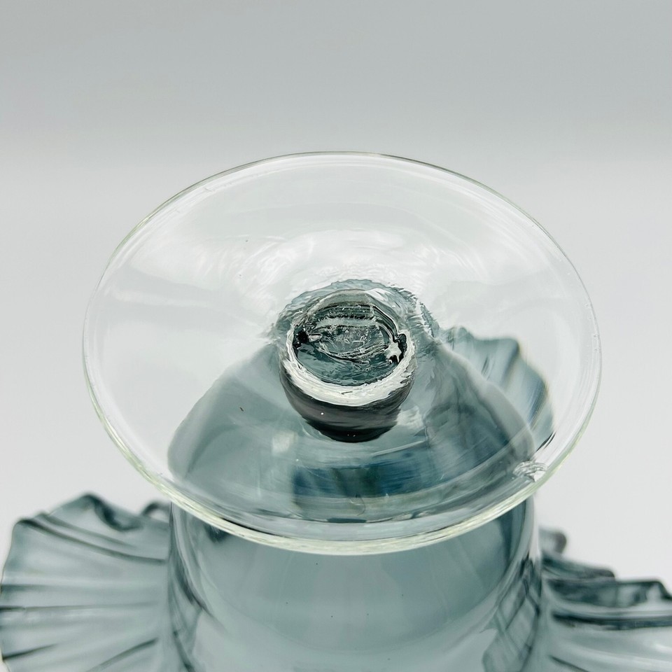 Blenko Glass Vase CHARCOAL 1954-1958 #388 Double Crimped Ruffled Footed ...