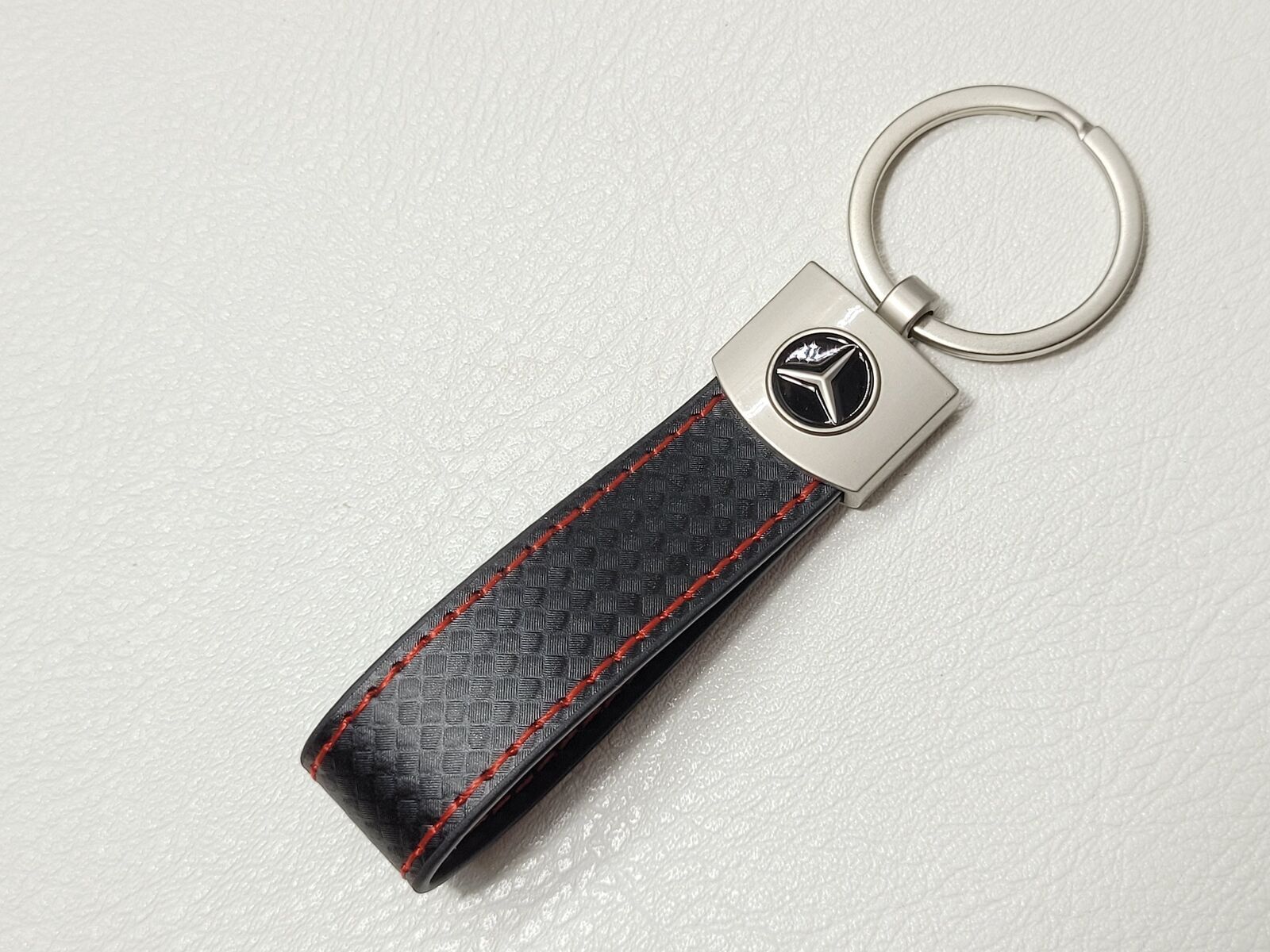 Mercedes Benz Key ring Leather Key fob Logo Keychain Carbon Effect Car ...