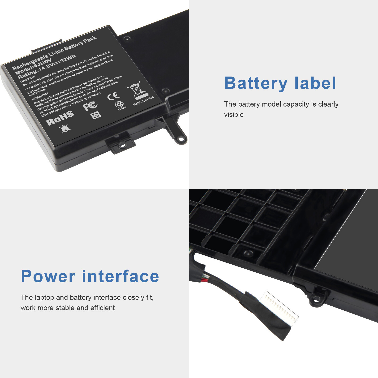 6JHDV Laptop Battery for Dell Alienware 17 R3 17.3" ALW17ED ALW17ER 14 ...