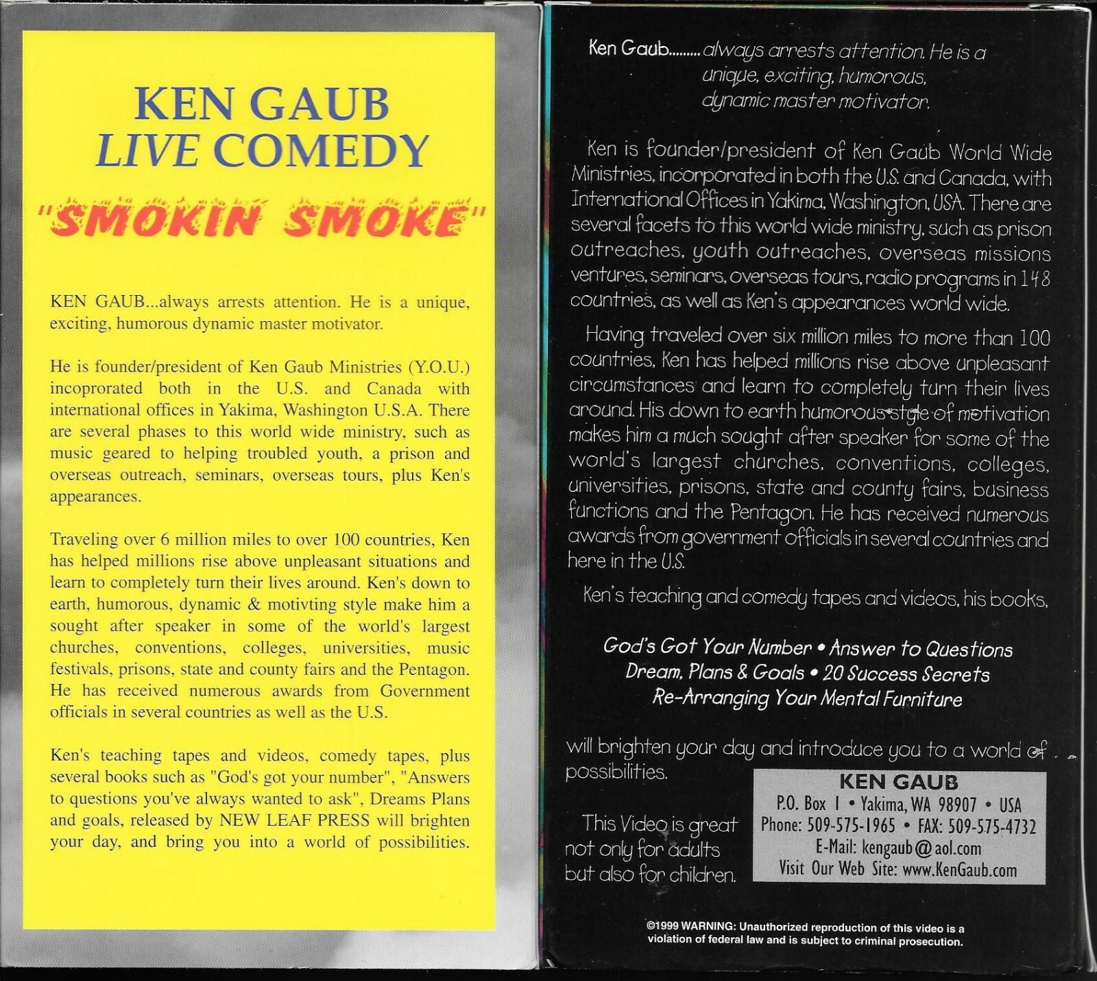 KEN GAUB live comedy SMOKIN SMOKE & WILD SIDE-2 VHS videotapes NEW | eBay