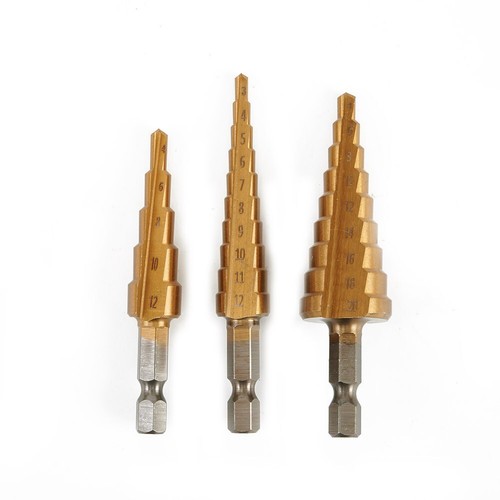 HSS Steel Step Drill Bit Set with Titanium Coating 3pcs 3 12mm 4 12mm 4 ...