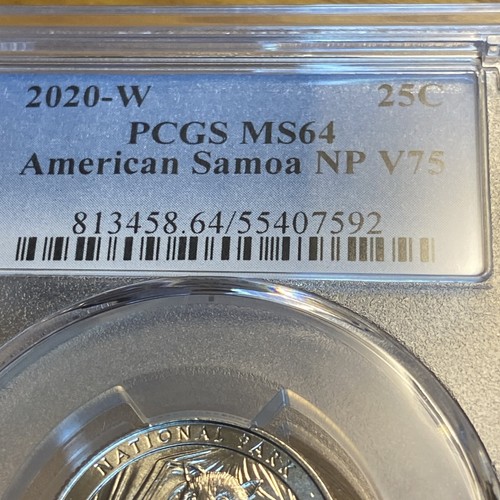 2020 W American Samoa NP Quarter 25c PCGS MS 64 Privy Mark V75 Bat coin ...
