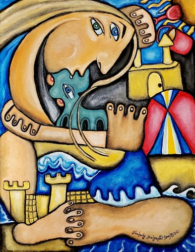 Sand Castles Beach Cubism 11x14 Print Cubist Pop Art Artist KSams ...