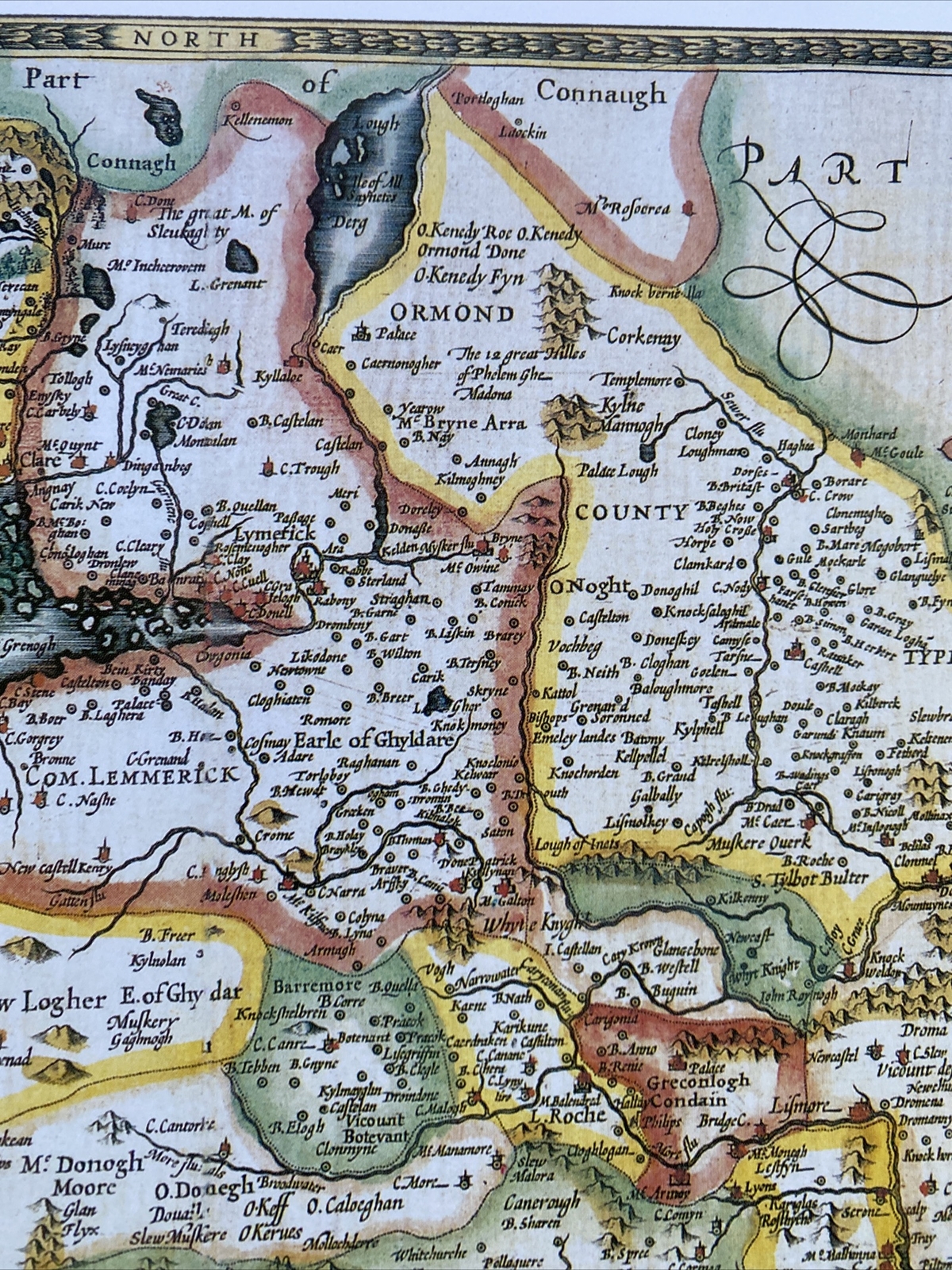 Old Tudor Poster map Munster, Cork Ireland 1600s Reprint Antique Speed ...