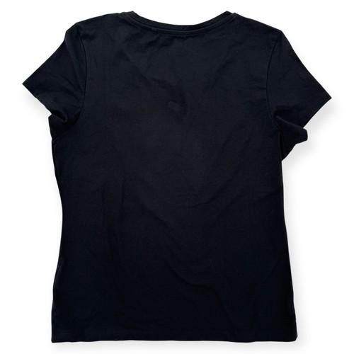 Guess Eco Rowe Tee Shirt Womens Large Black Gold Sequin Bow Logo NWT | eBay