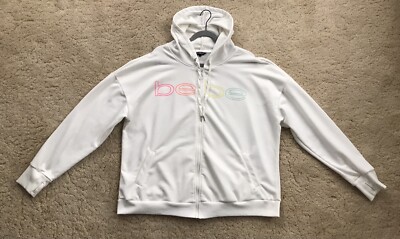BeBe Sport Jacket Women 3X White Zip Up Hoodie Long Sleeves Pockets ...