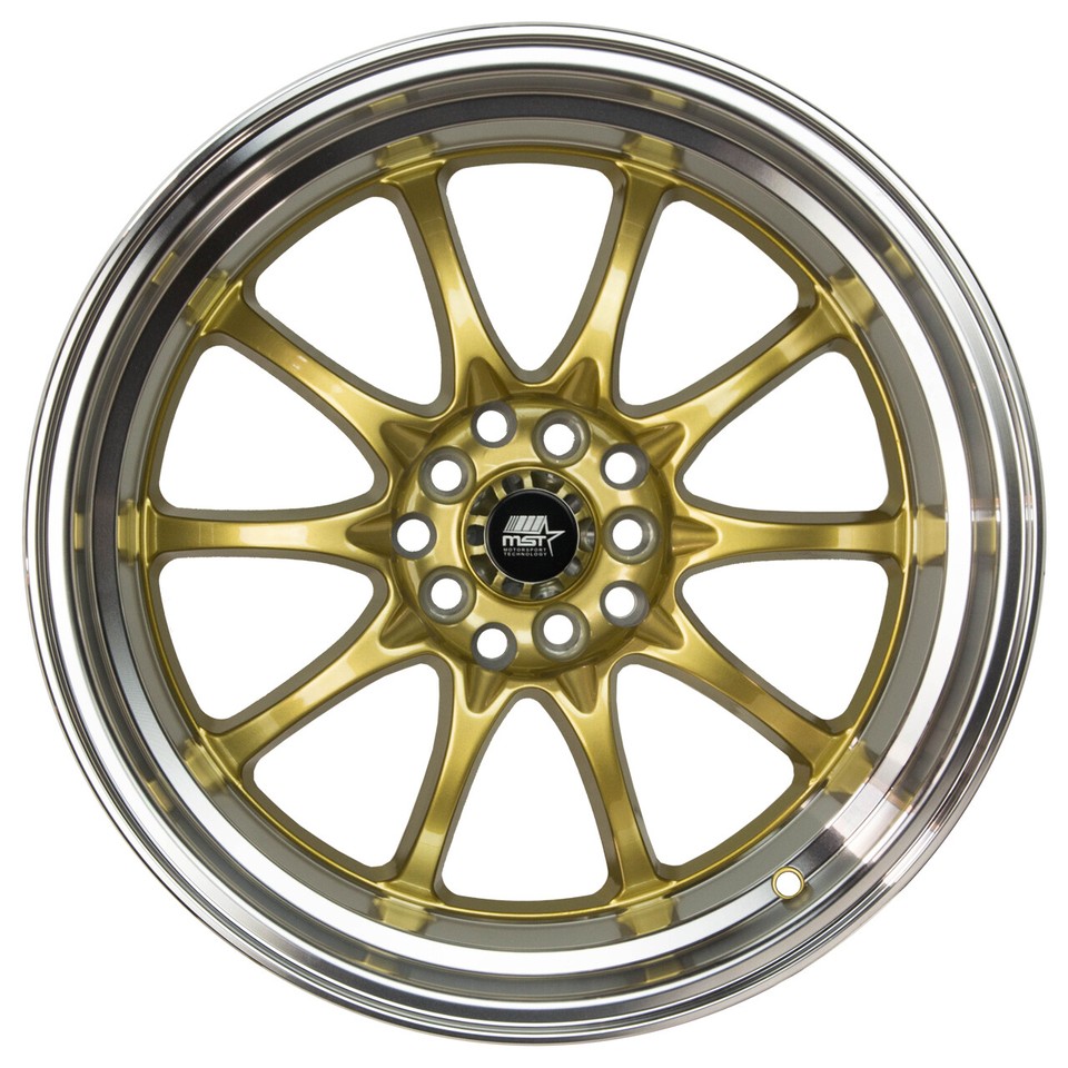 17x9 +20 MST MT11 5x100,5x114.3 Gold w/Machined Lip Wheels (Set of 4 ...