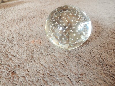 Art Glass Paperweight "Made by ME" Clear Glass with controlled bubbles ...