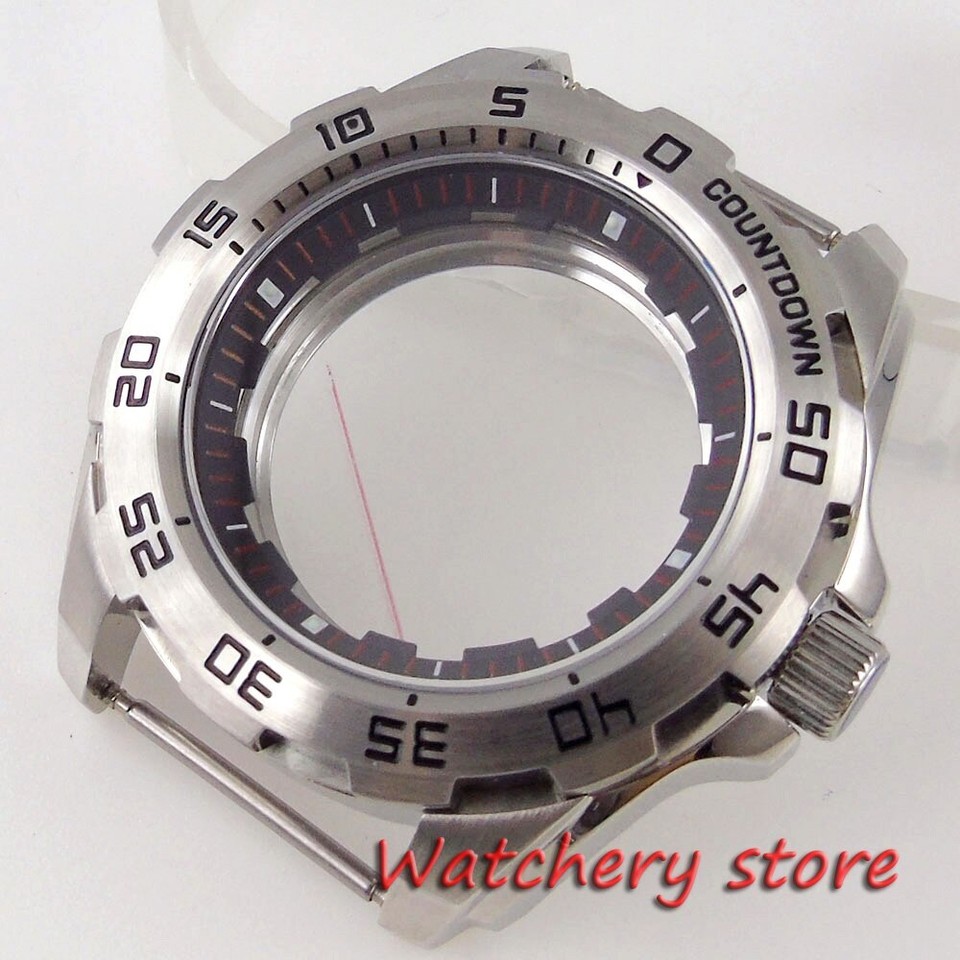 44mm 316L Stainless Steel Blue Silver Watch Case For Japan NH35A NH36 ...