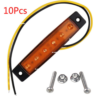 10Pc 24V 6LED Side Marker Indicators Lights Lamps Truck Trailer Bus ...