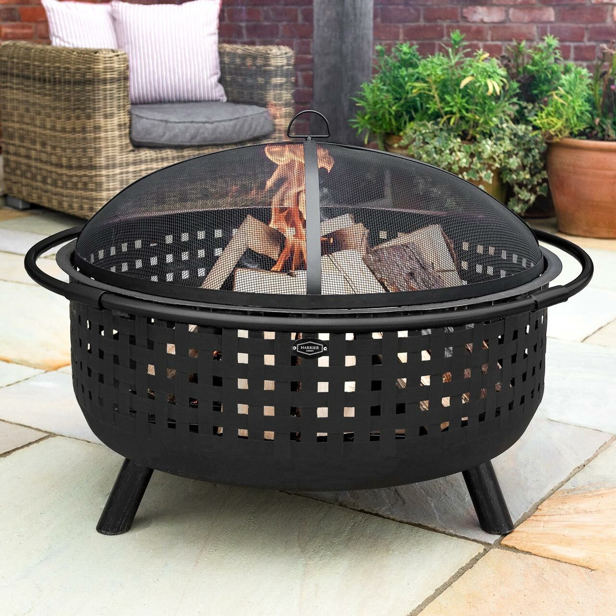 Outdoor Fire Grill Pit Black Fire Pit With Swing Arm Grill