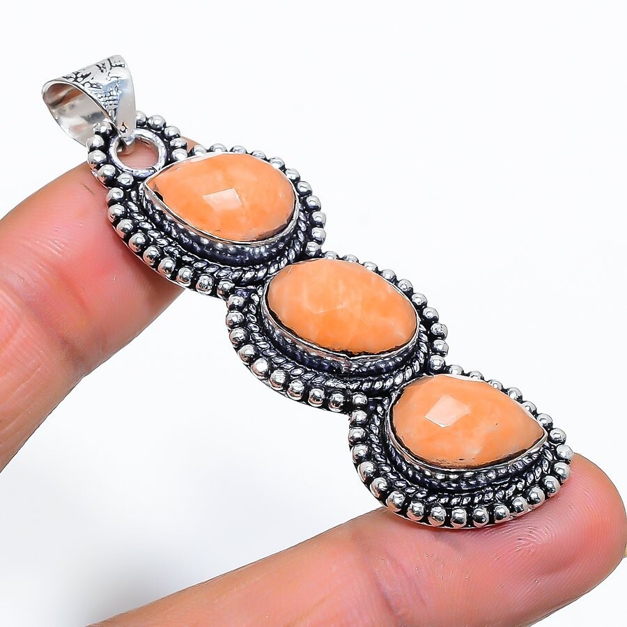 Pink Amazonite Gemstone Handmade 925 Sterling Silver Jewelry Pendant Sz ...