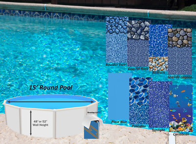 15' Round 25 Gauge Overlap Above Ground Swimming Pool Liner - (Choose ...