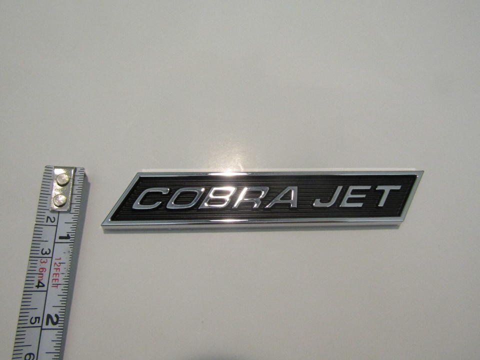 COBRA JET CHROME W BLACK FENDER HOOD SCOOP TRUNK EMBLEMS FITS FORD ...