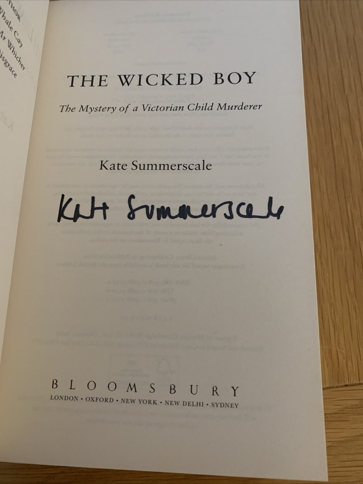 First Edition: Signed: The Wicked Boy by Kate Summerscale 9781408851142 | eBay