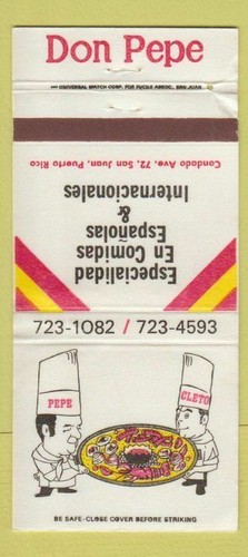 Matchbook Cover - Don Pepe Pizza San Juan Puerto Rico WORN 30 Strike | eBay