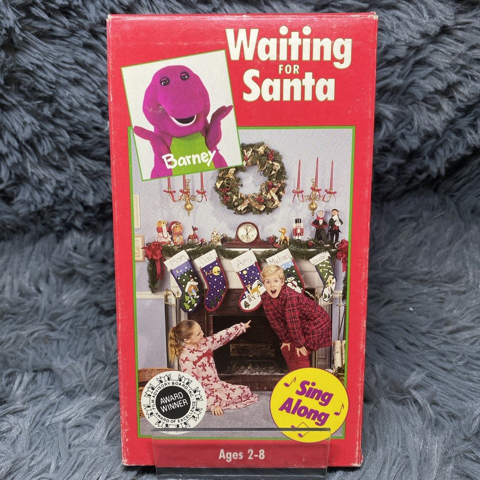 Barney Waiting for Santa VHS Tape 1990 Christmas Sing-Along White Tape ...