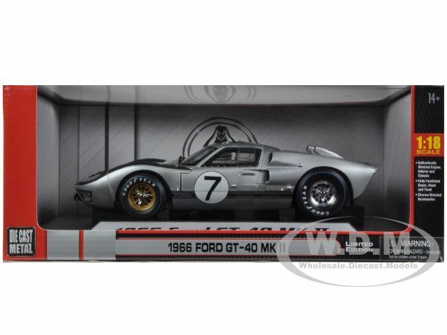 1966 FORD GT 40 MK II #7 SILVER 1/18 DIECAST MODEL CAR SHELBY ...