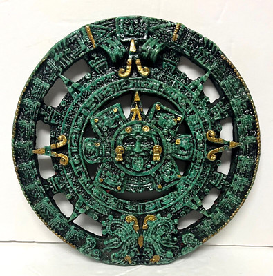 Aztec Green Sun Stone Calendar Mayan Mexico Plaque Art 7" | eBay