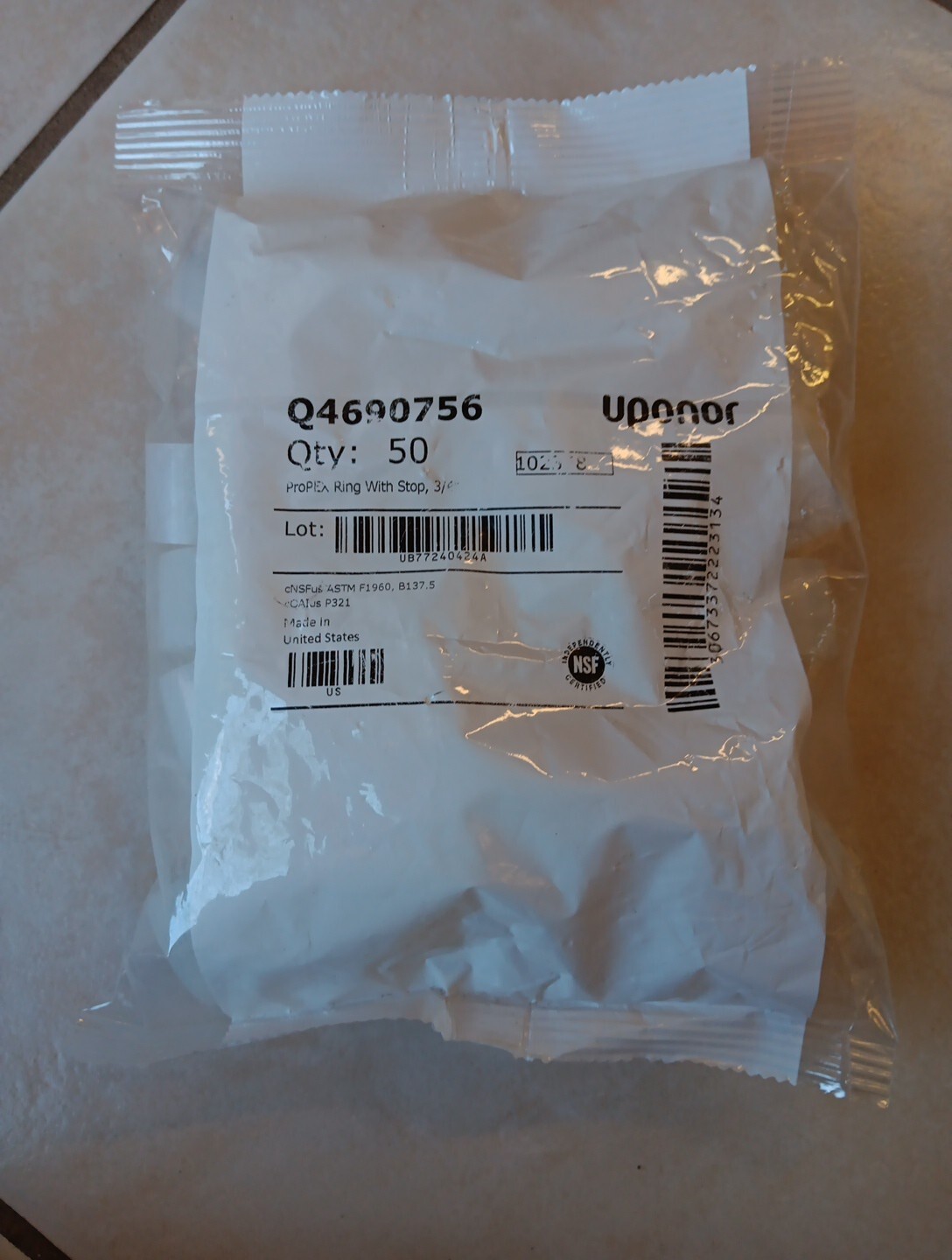 BAG OF 50 - UPONOR Q4690756 PROPEX 3/4" EXPANSION RING w/ STOP WIRSBO ...