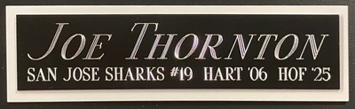 JOE THORNTON SHARKS NAMEPLATE AUTOGRAPHED Signed HOCKEY STICK-PUCK ...