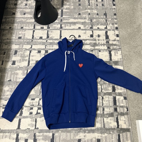 Comme des Garçons CDG PLAY Blue Zip Up Hooded Sweatshirt Men’s Large | eBay