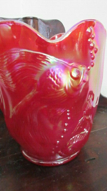 Fenton Red Carnival Atlantis Koi Fish Vase | eBay