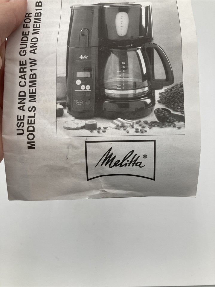 Vintage Melitta Automatic Mill & Brew 10 Cup Coffee Maker Manual MEMB1 ...