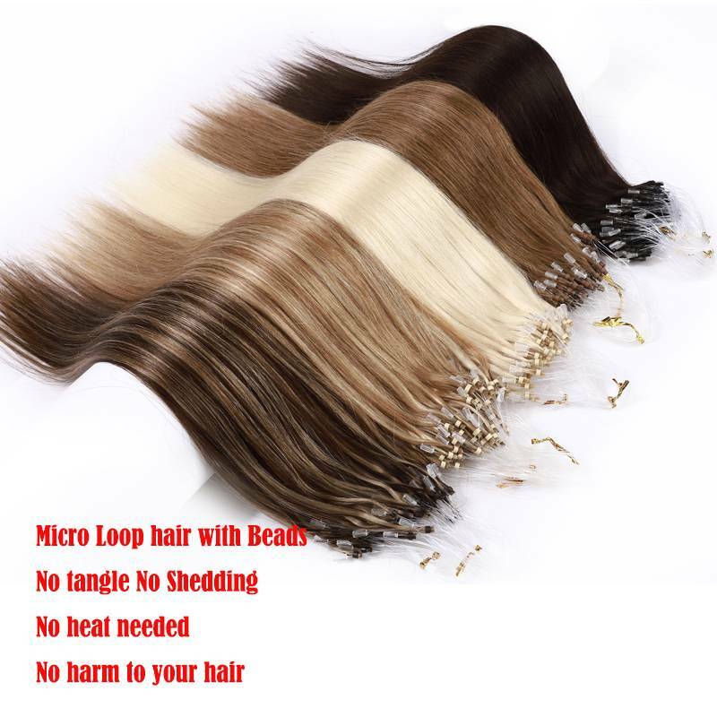 100-300S Thick Micro Loop Ring Remy Human Hair Extensions Nano Beads ...