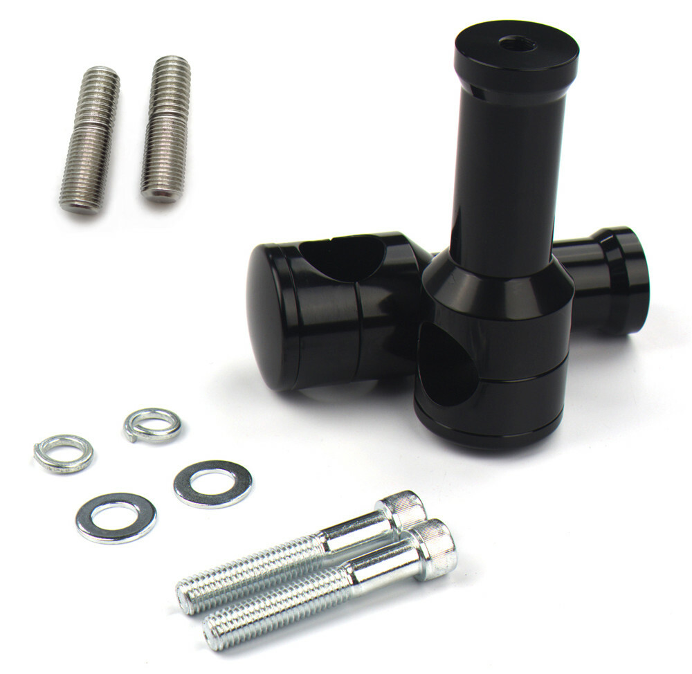 Black Round 4" Rise 1 1/4" 1.25" Handlebar Risers For DNA Paughco ...