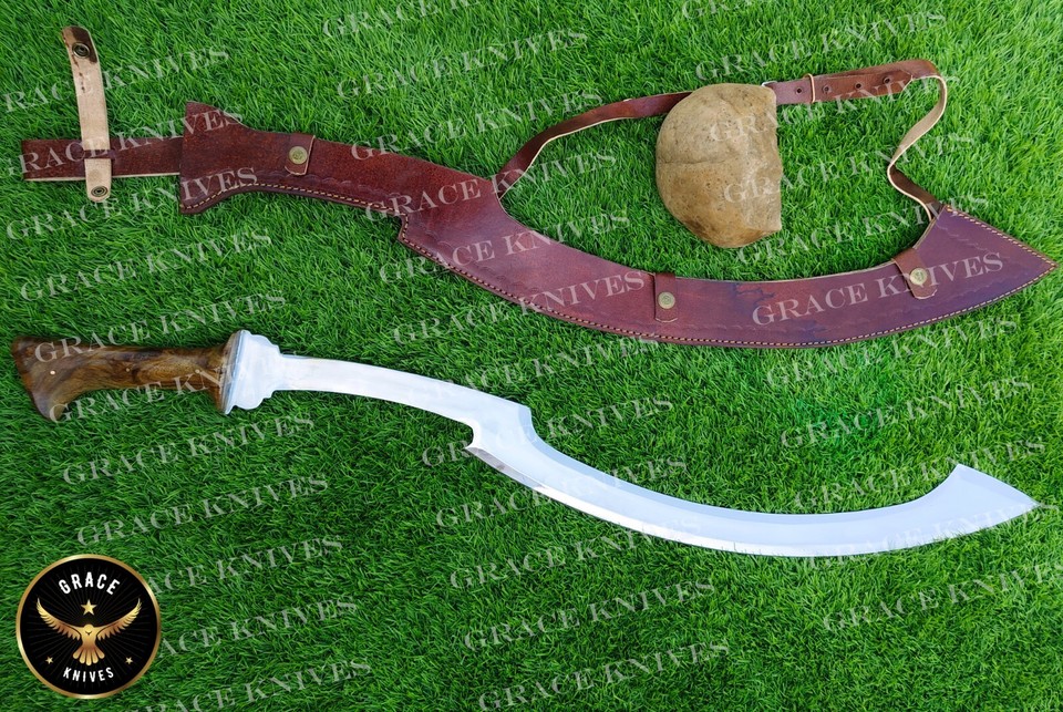 36 inches HIGH Carbon Steel Machete With Leather Sheath Rose Wood ...