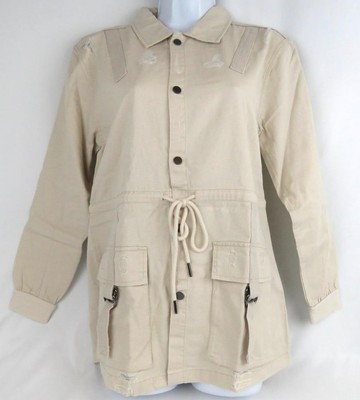 Indigo Thread Co Cotton Twill Drawstring Waist Distressed Utility ...