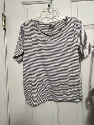 H&M Divided Womens Juniors Striped white tee short sleeve, size M | eBay