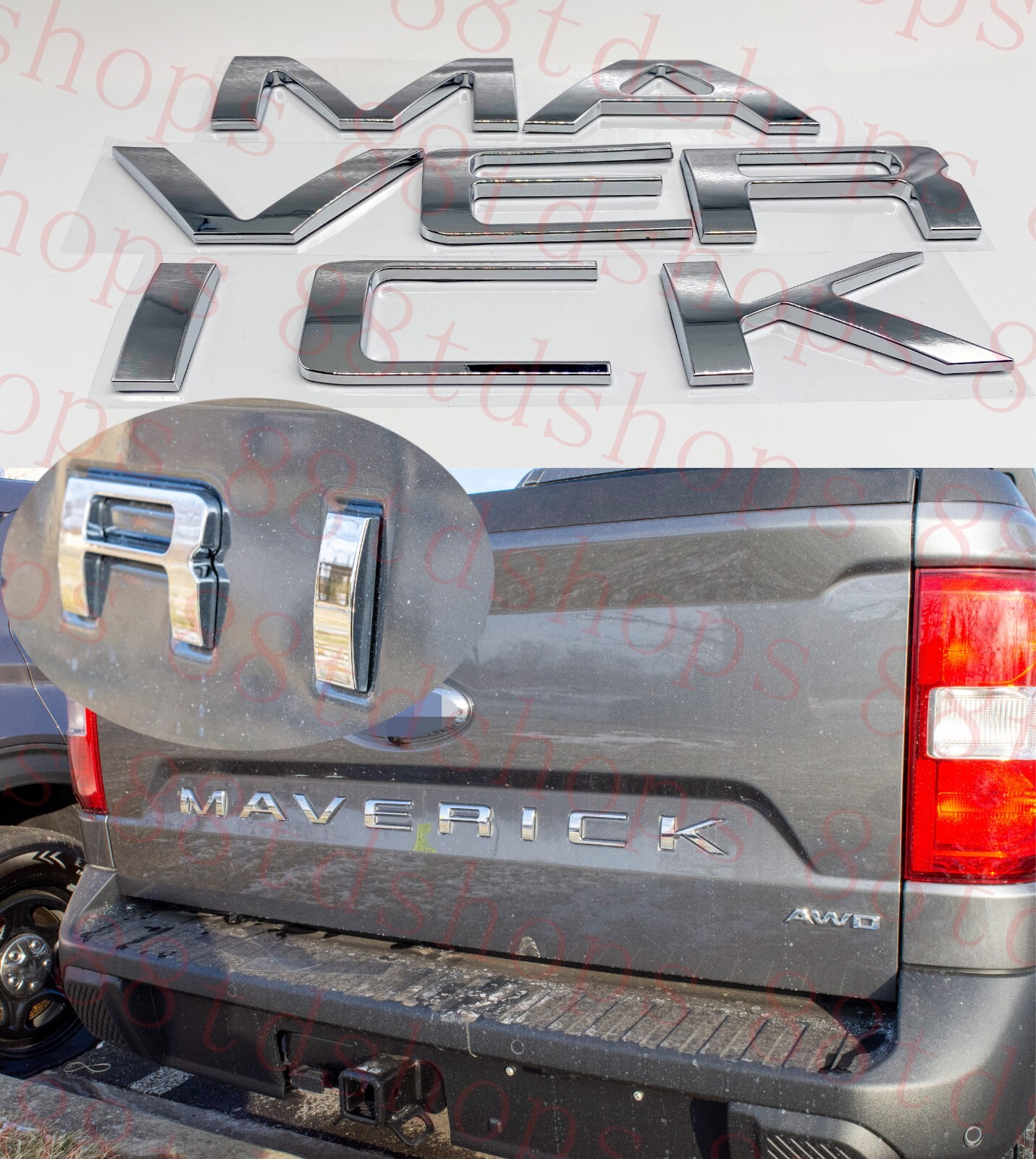 2022-2024 Ford Maverick 0.3 in Chrome Tailgate Insert Letters Badge For ...