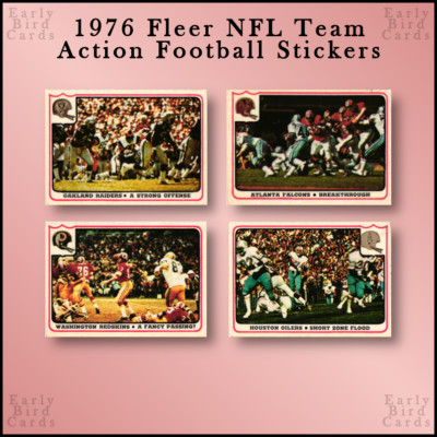 1976 Fleer NFL Team Action Football Stickers (1-66) / Pick Your Cards ...