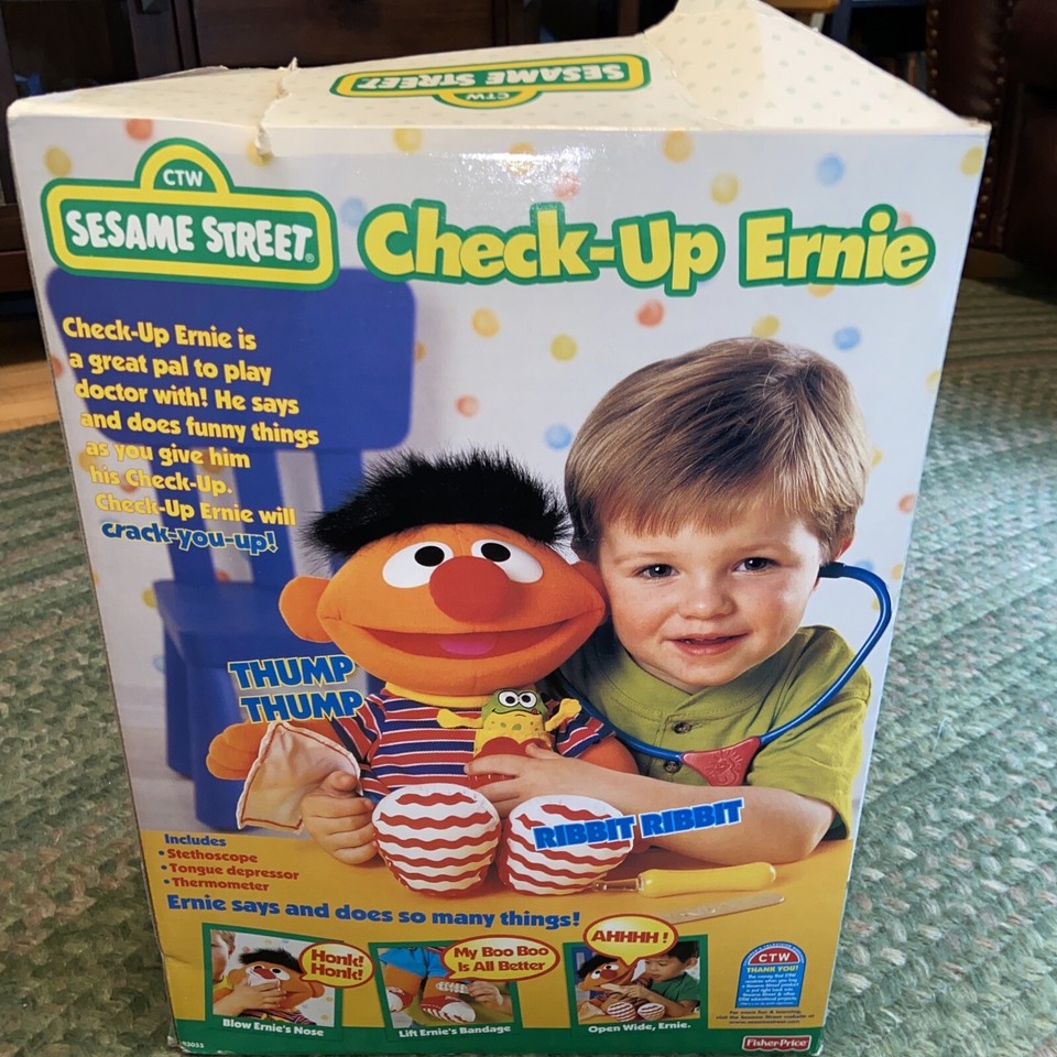 DEADSTOCK 1999 FISHER PRICE SESAME STREET CHECK UP ERNIE TOY DOLL JIM ...