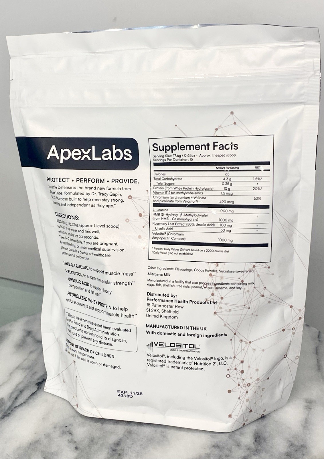 Muscle Defense powder Apex Labs Belgian Chocolate Flavor 9.3 Oz /264g ...