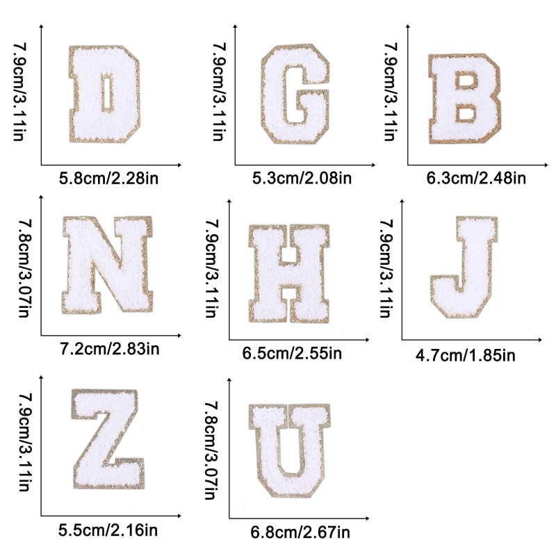 Towel Embroidered English Letter Patches 26Pcs Polyester Alphabet Patch ...