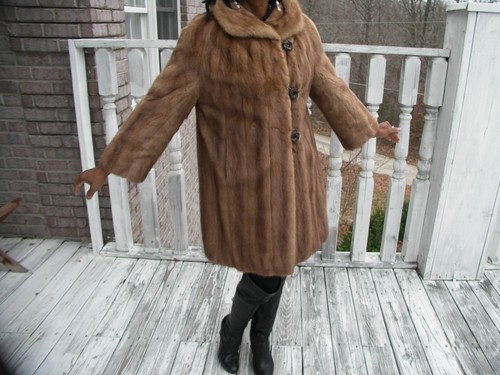 Classy Elegant EMBA Vtg Full length brown Mink Fur Coat Jacket Stroller ...
